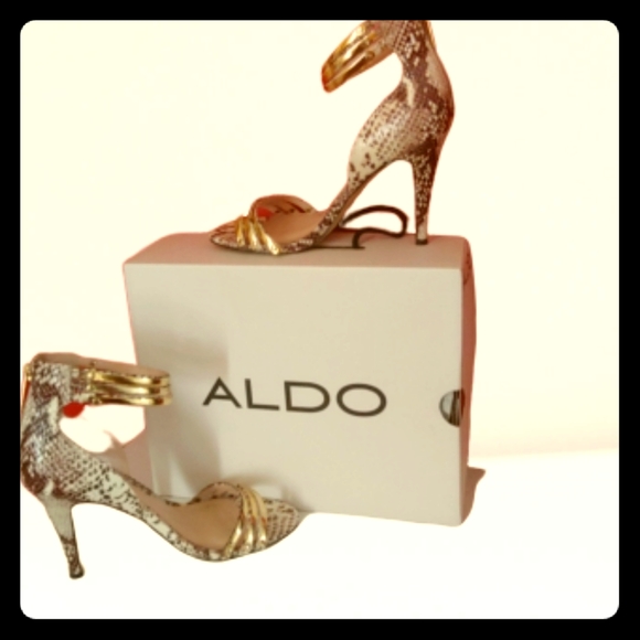 Aldo | Shoes | Aldo Leinan 35 High Heel Snake Print Sandals 8 | Poshmark